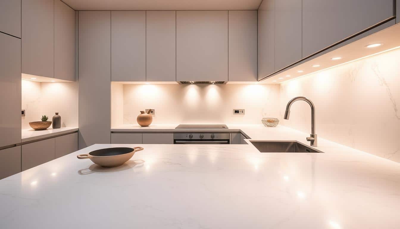 Ethereal Glow Stone Worktops Installation in London